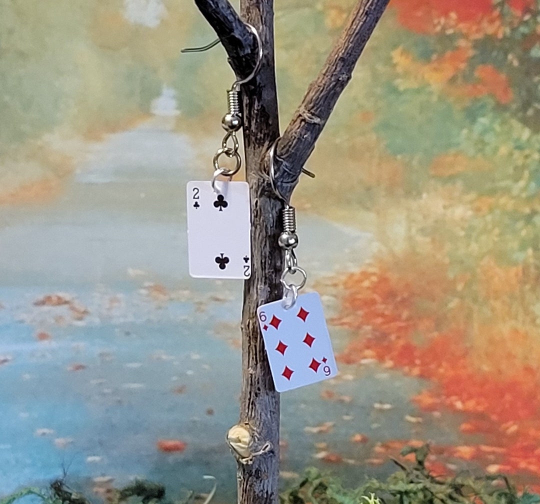 Tiny Playing Card Earrings, Dangle Card Earrings - Etsy