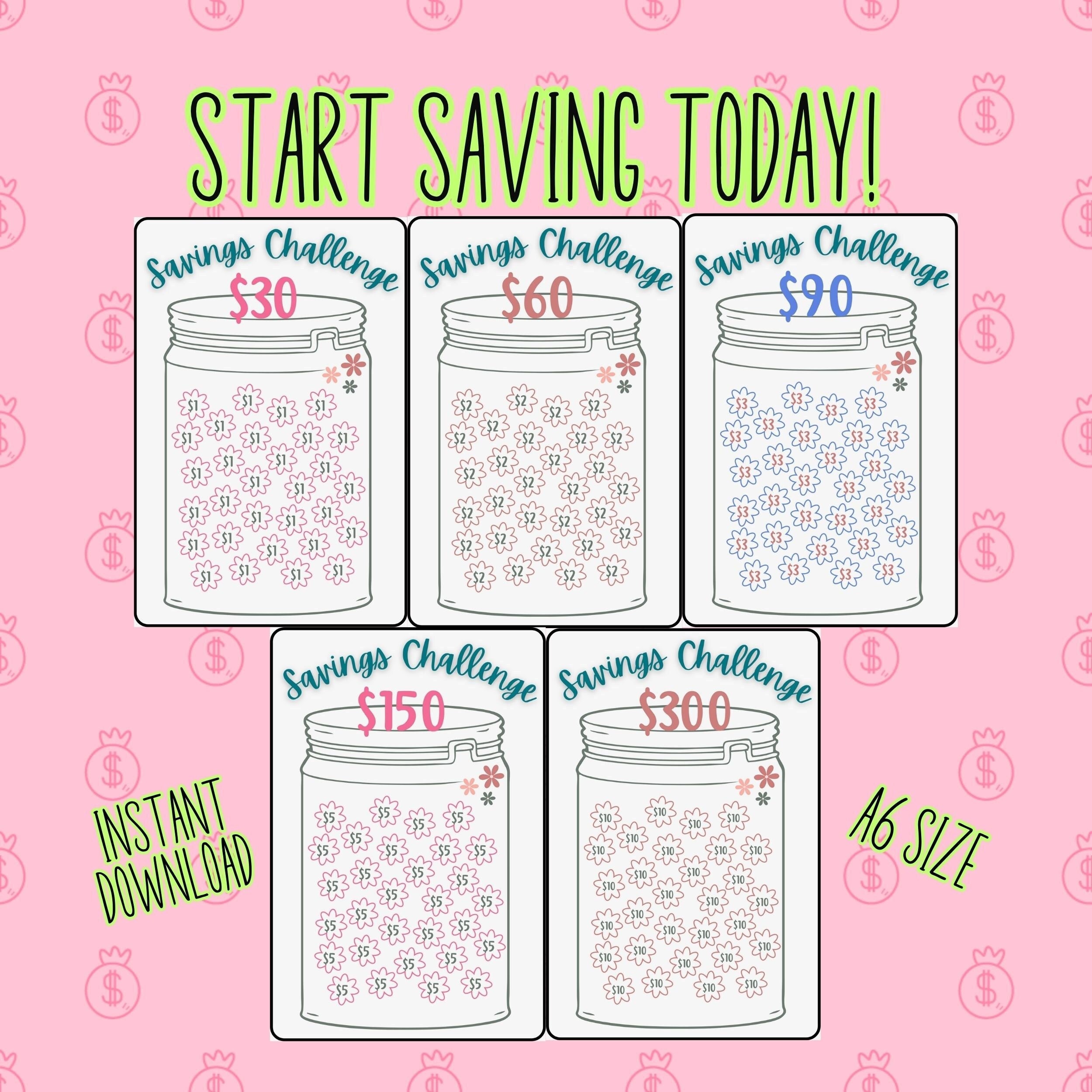 Savings Challenge Printable Savings Challenge Bundle A6 Sized Mini ...
