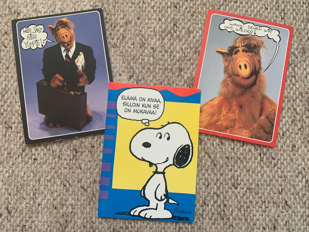 TV Characters Postcards Vintage Collectible Cards 1980s Post Crossing Postcards Snoopy Alf Retro ...