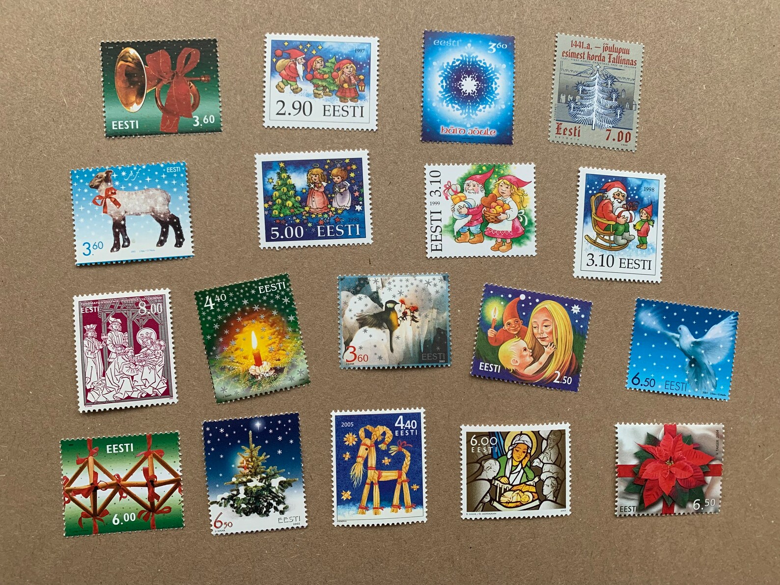 Estonian Christmas Stamps From 1990s and 2000s. Collection of 18 ...