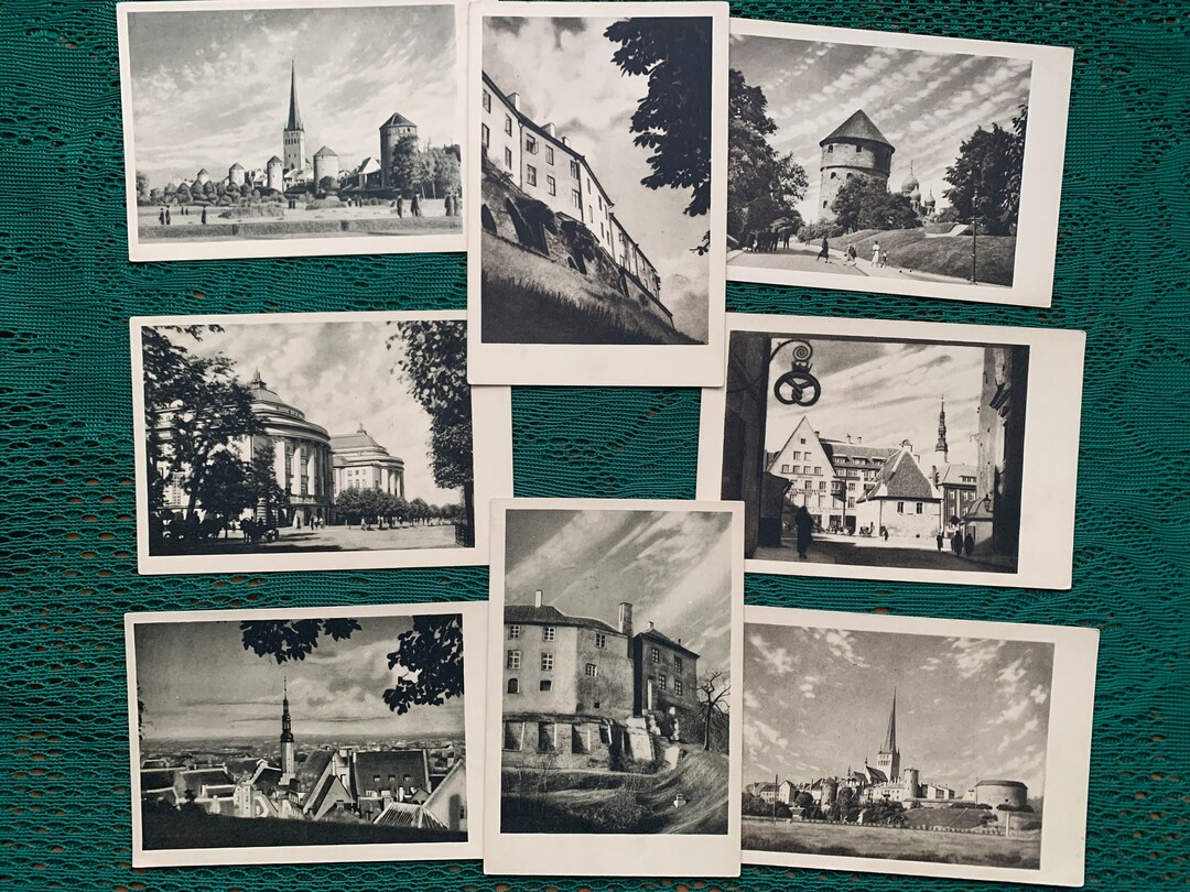 TALLINN ANTIQUE POSTCARDS From 1920s. 8 Black and White View Cards ...