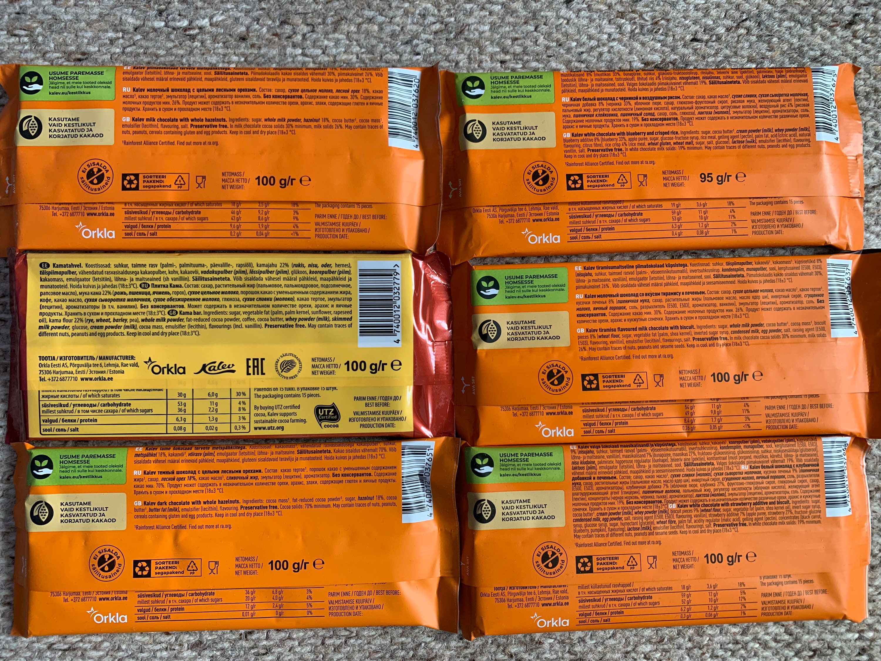 ESTONIAN CHOCOLATE 15 Bars / Gift Idea / Kalev / Made in Estonia ...