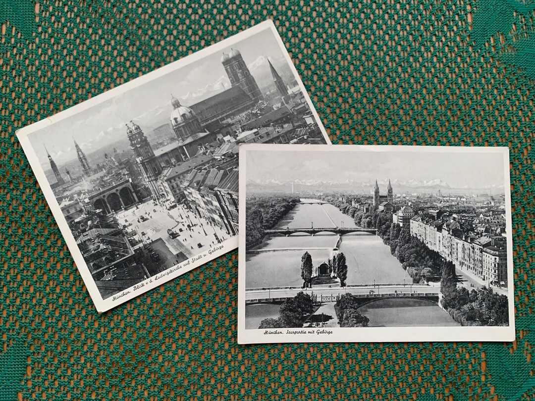 MUNICH German Antique POSTCARDS 1940s. 2 Black and White Old Postcards ...