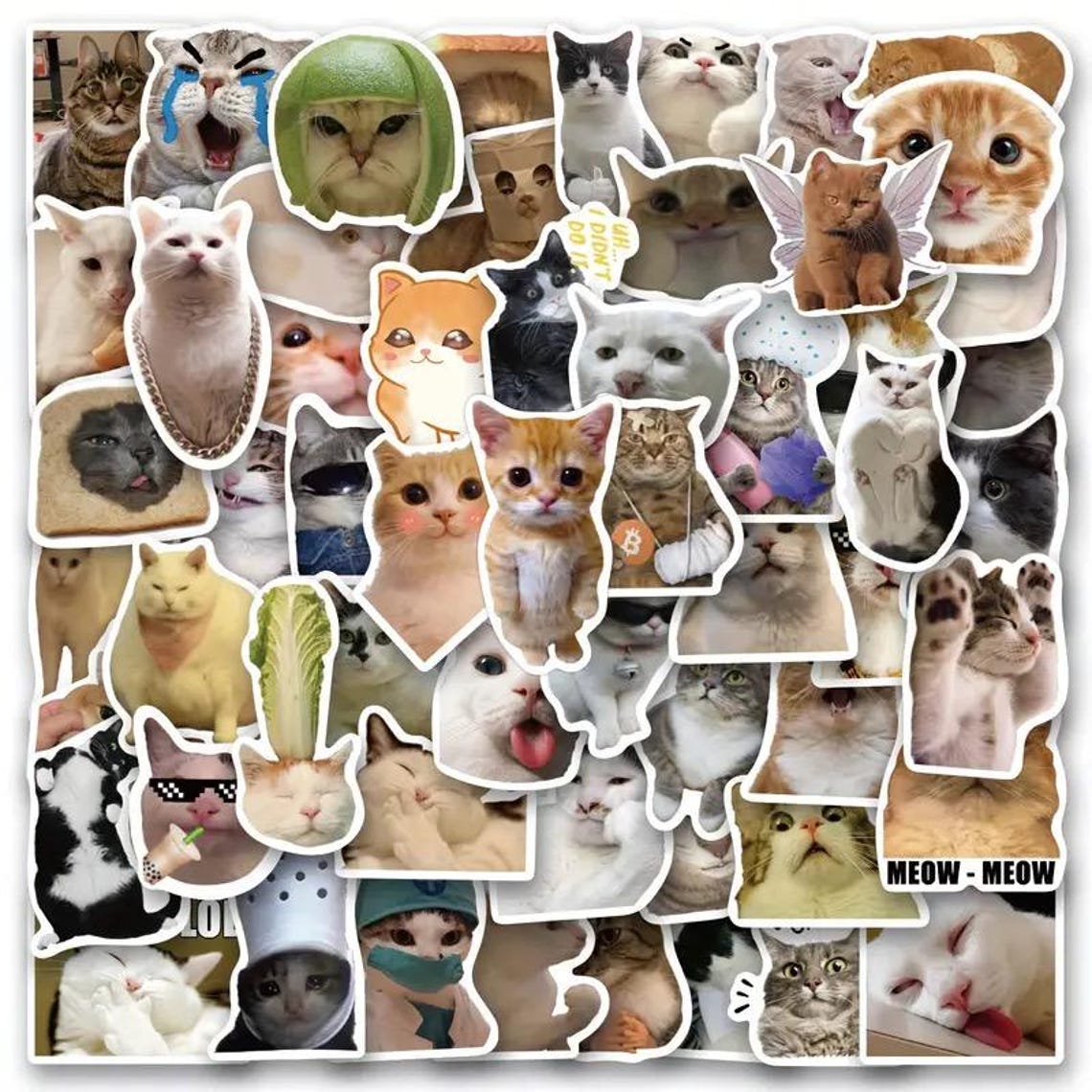 25/50 Cute Cat Stickers Vintage Junk Journal Planner DIY Craft Snail ...