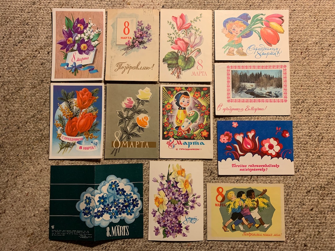 Soviet Russian 8 March Postcards Printed/sent During 1960s - 1980s ...