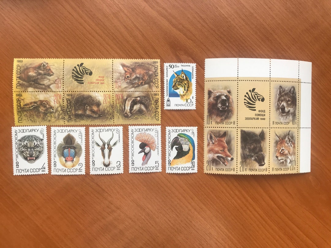 Selection of Soviet ZOO Postage Stamps Animal Stamps Vintage USSR ...