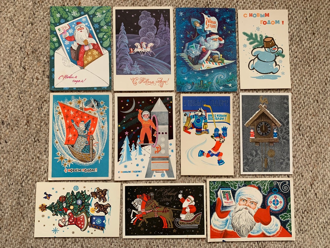 1970s Rare Vintage Christmas Postcards by Soviet Russian Artists ...