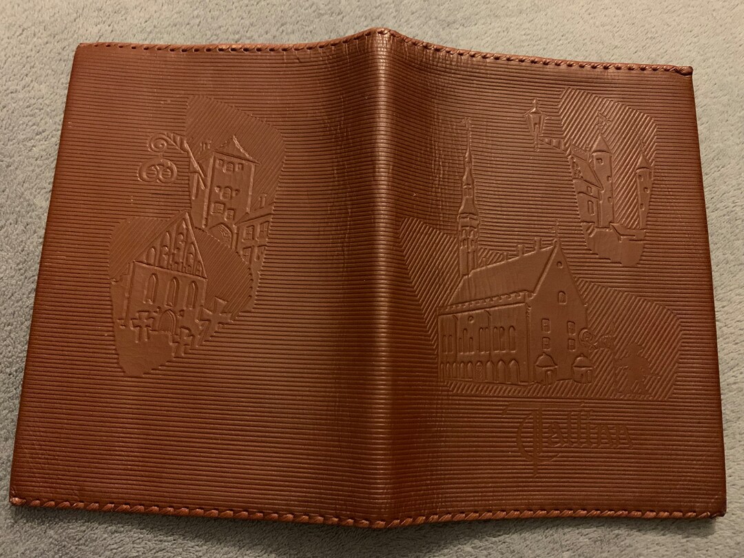 Genuine Leather Book Cover Tallinn 1970s With Bookmark - Vintage Brown ...