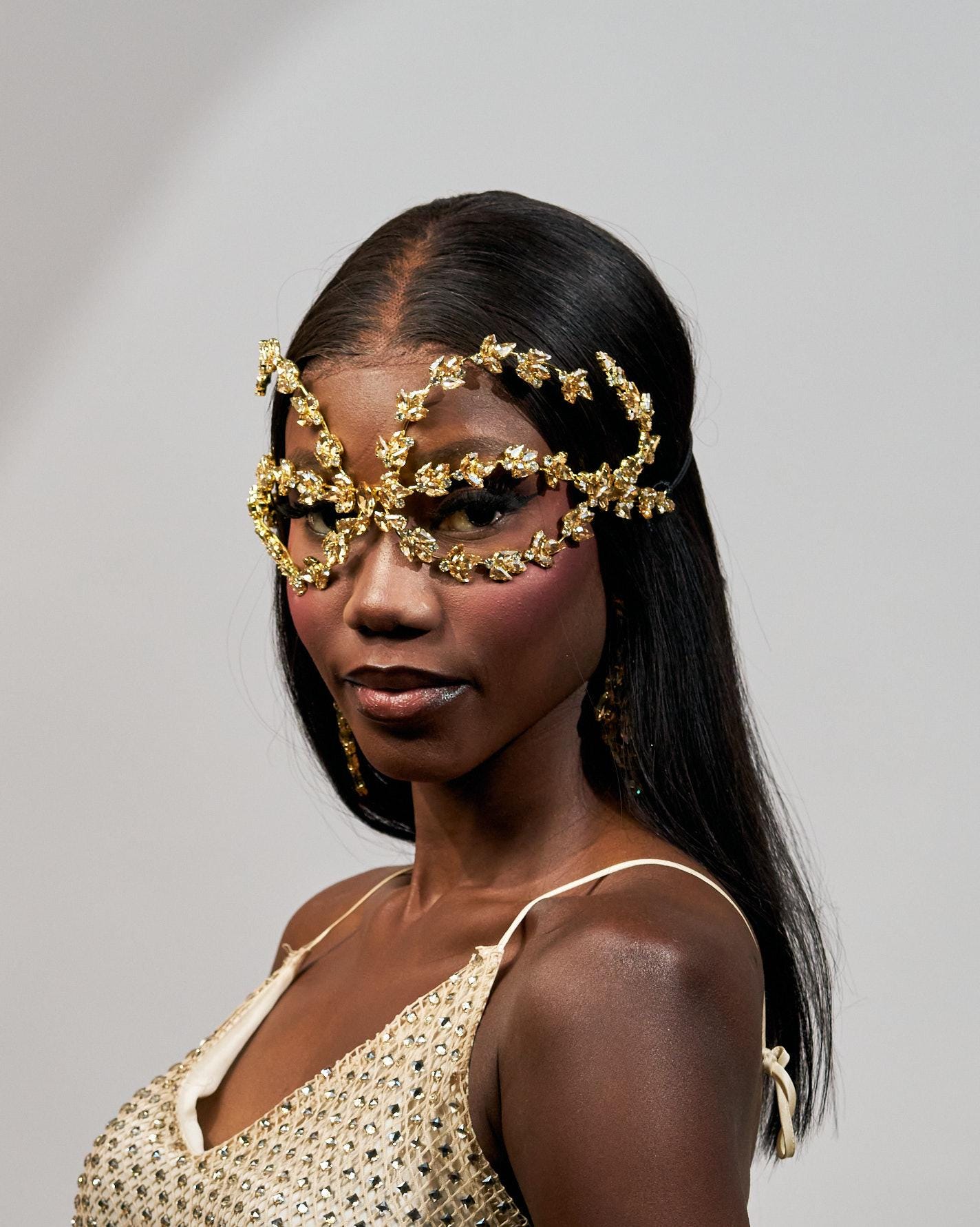 Gold Masquerade Mask With Matching Earrings, Gala Prom Ball - Etsy