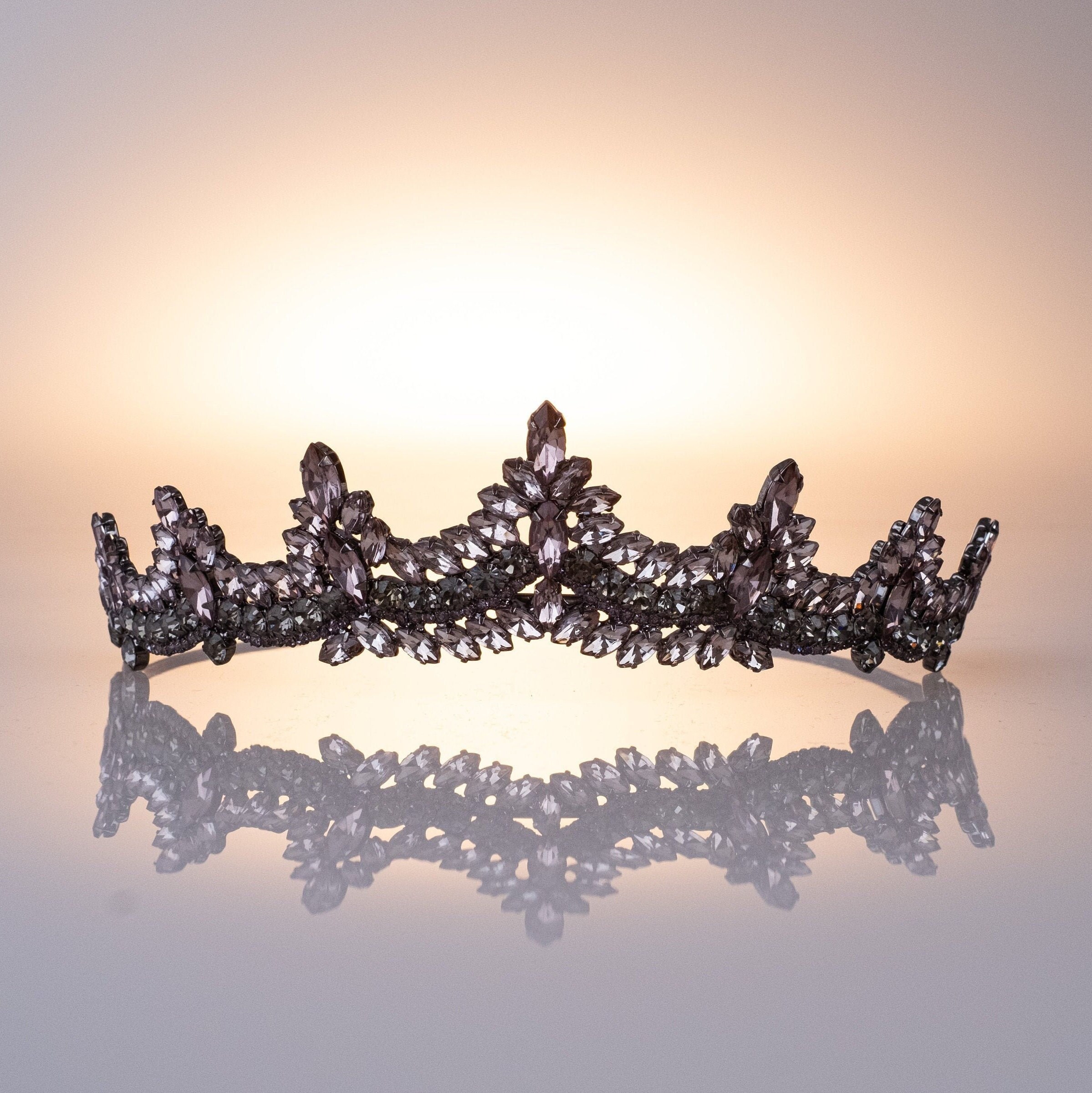 Black Crystal Tiara, Wedding Hair Accessories - Etsy