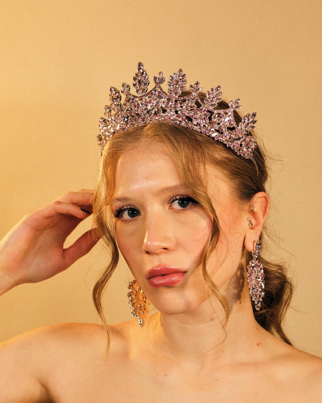 Pink Tiara, Pink Henna Hair Accessories, Pink Wedding Hairpiece, Pink ...