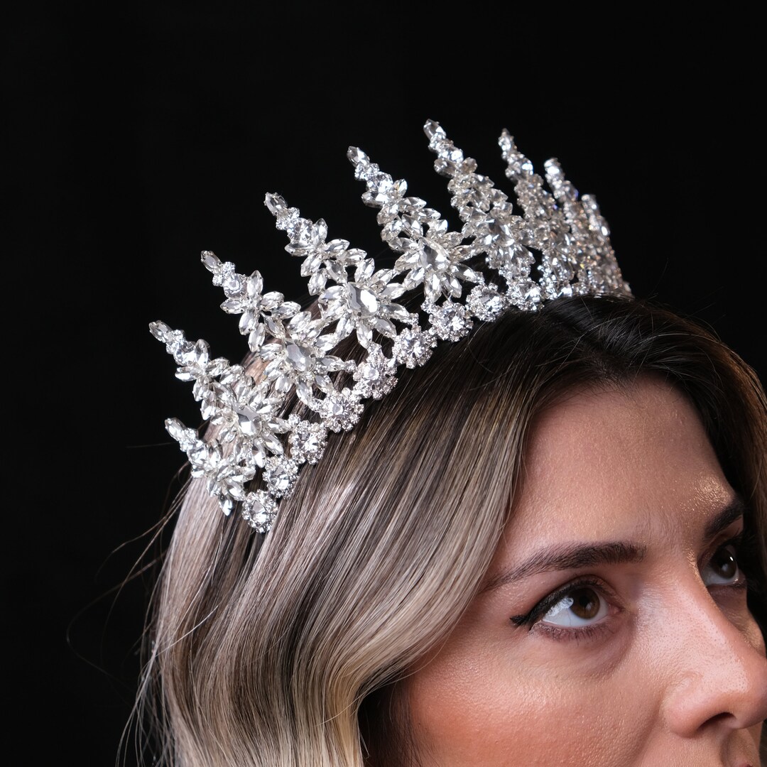 Quinceanera Crown, Tall Bridal Tiara, Crystal Wedding Tiara, Crystal ...