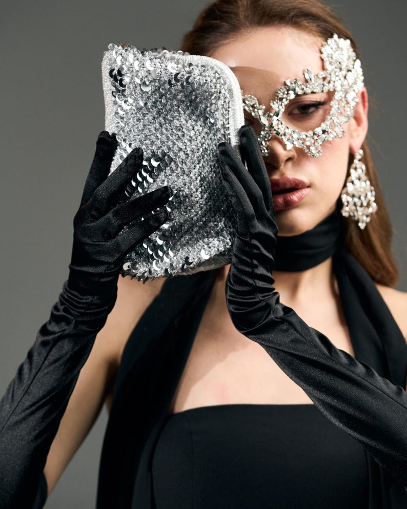 Silver Masquerade Mask With Matching Earrings for Festivals, Balls ...