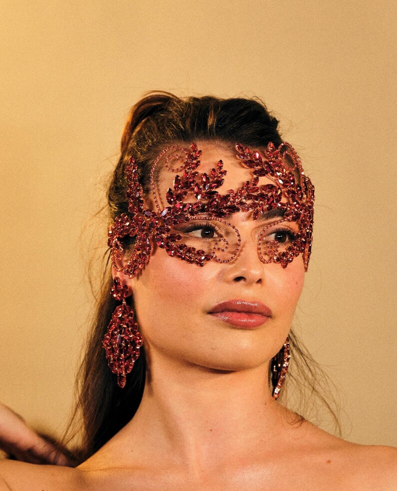 Red Rhinstone Masquerade Mask, Red Masquerade Mask, Red Mask, Red Fancy ...