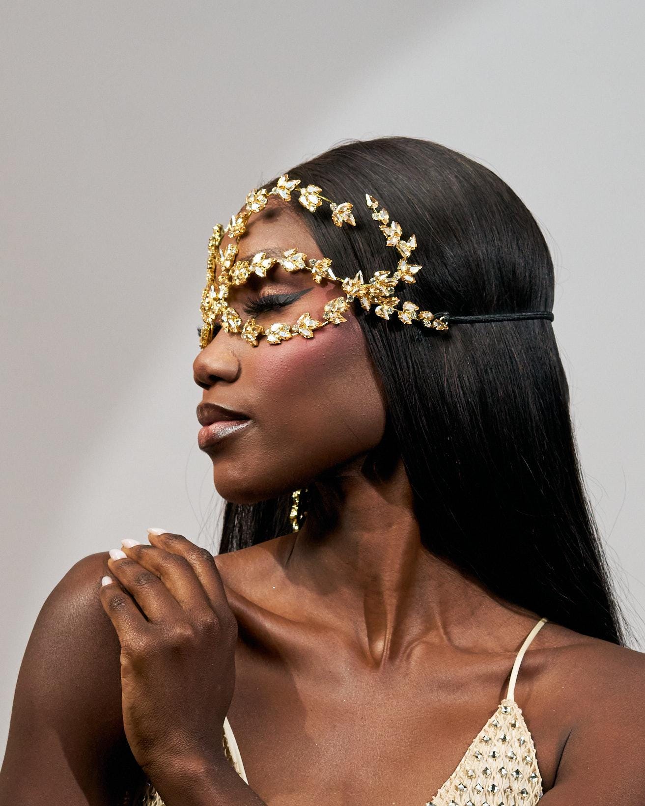 Gold Masquerade Mask With Matching Earrings, Gala Prom Ball - Etsy