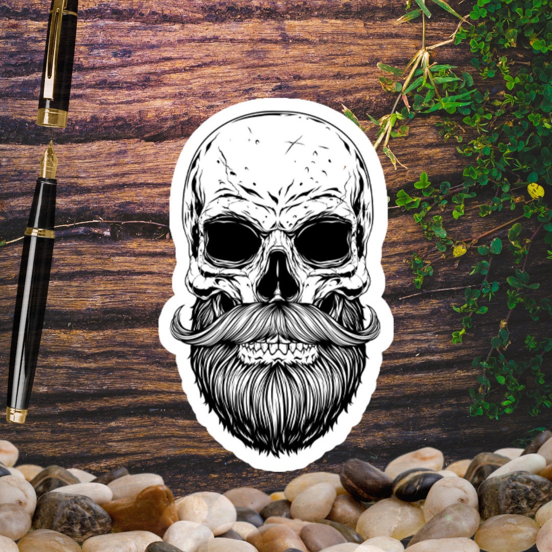 Bearded Skull Vinyl Sticker Scrapbook Car Decal Bumper Sticker ...