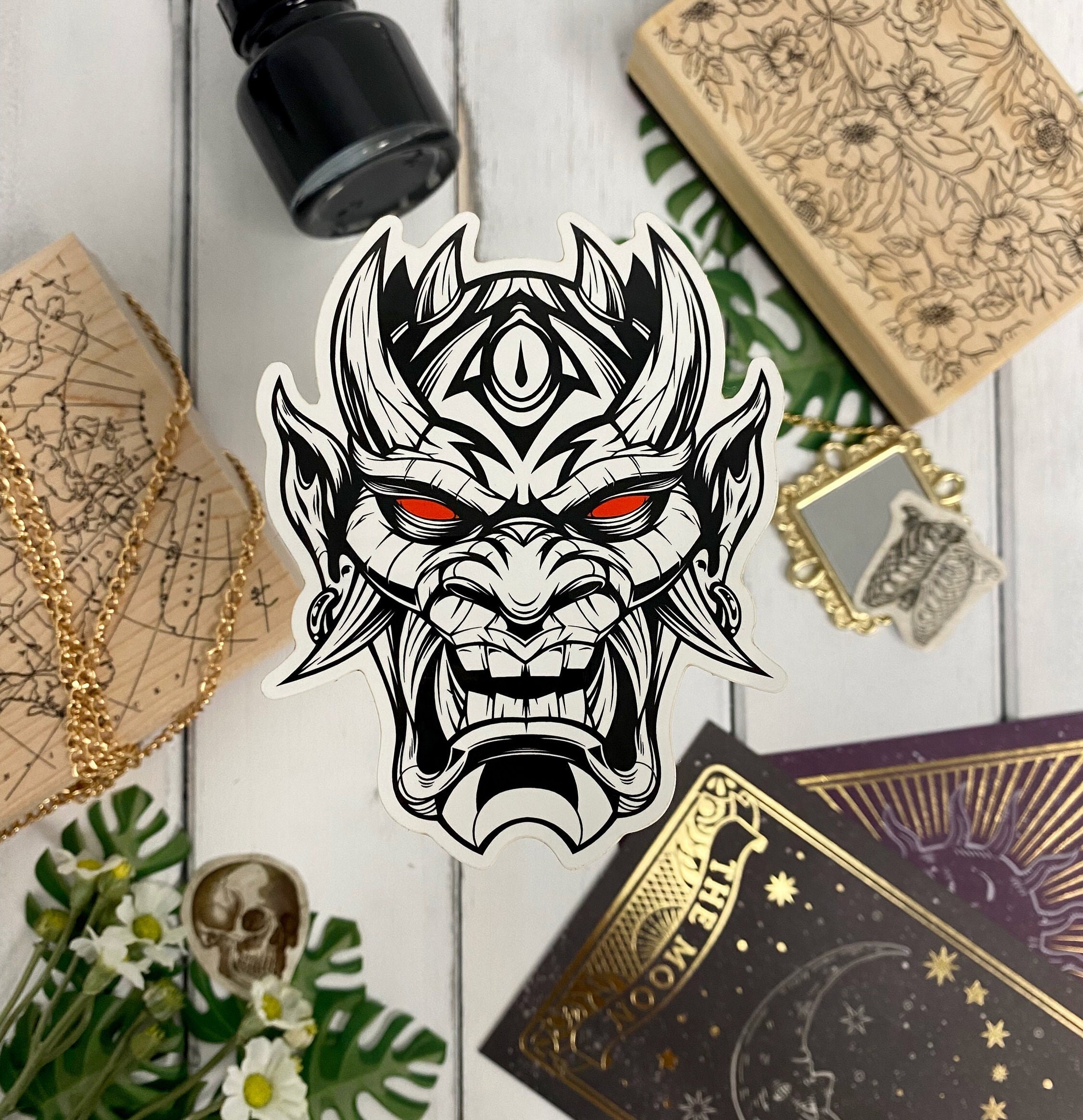 Kabuki Devil Vinyl Sticker Ancient Evil Decal for Scrapbooks Cars ...