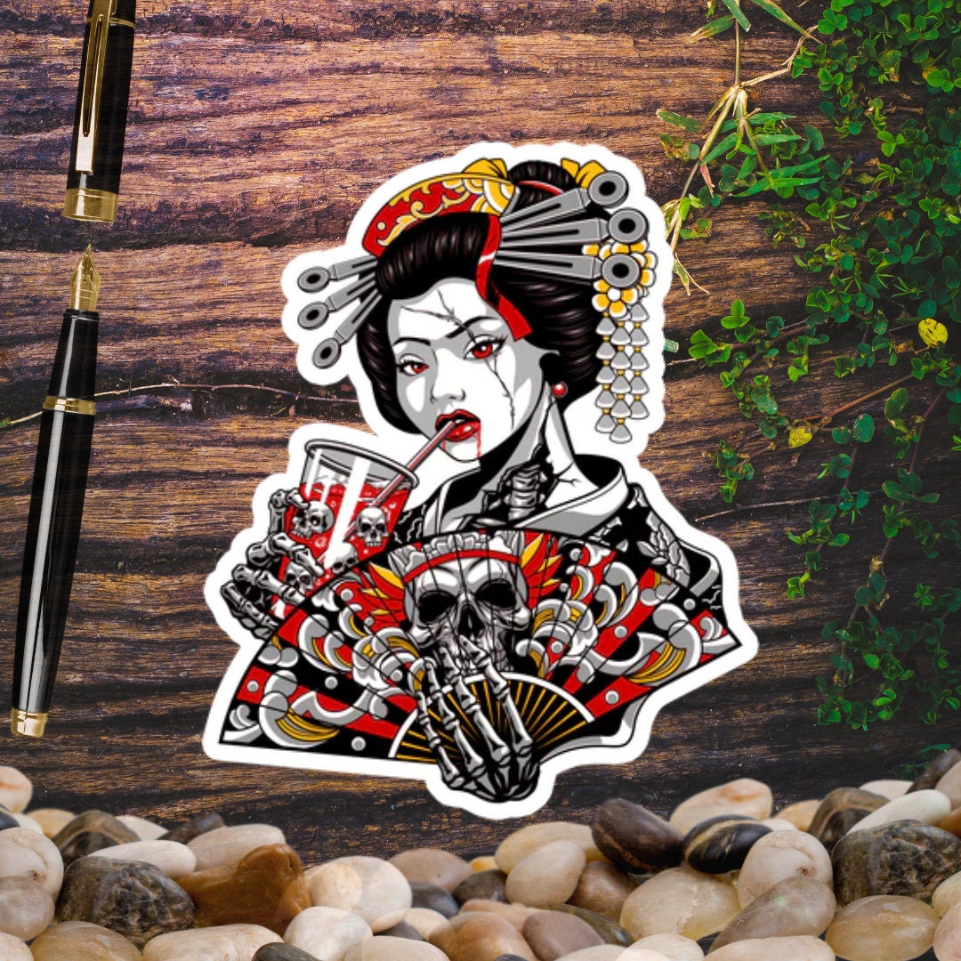 Geisha Girl Ancient Vinyl Sticker Scrapbook Car Decal Bumper Sticker ...