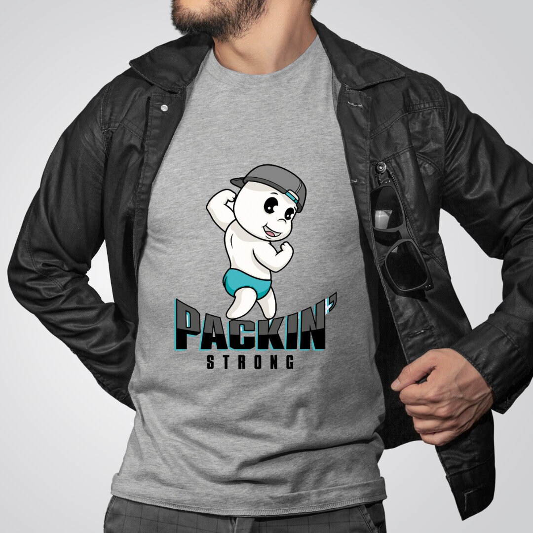 Unisex Packin Strong T-shirt - Funny Graphic Tee for Fitness Lovers ...