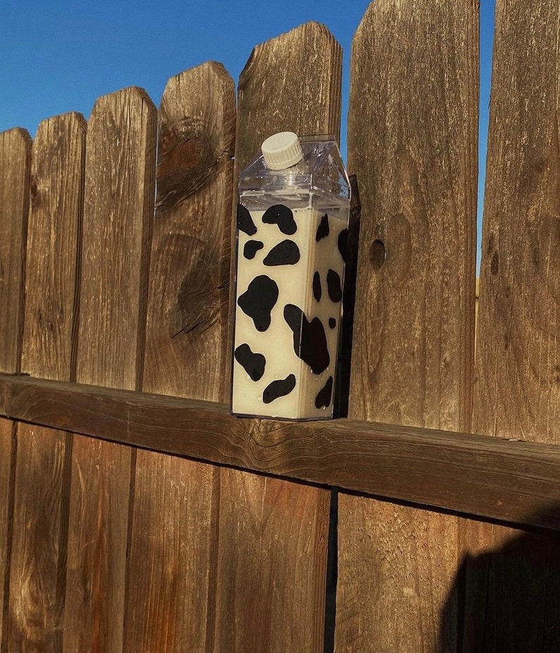 Cow Print Milk Carton Bottle Custom Reusable Gift Tiktok Trendy Back to ...