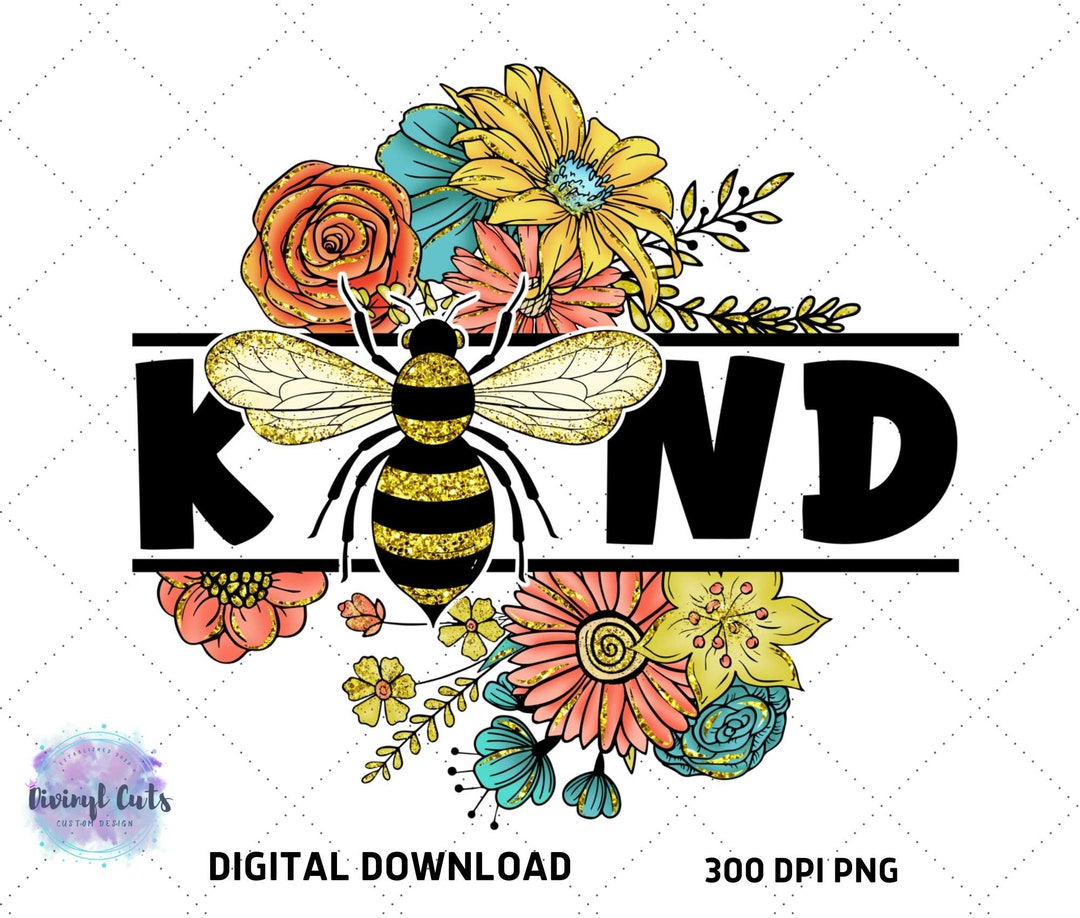 Be Kind Bee PNG | Kindness | Bee Kind Glitter PNG | Honey PNG | Digital ...