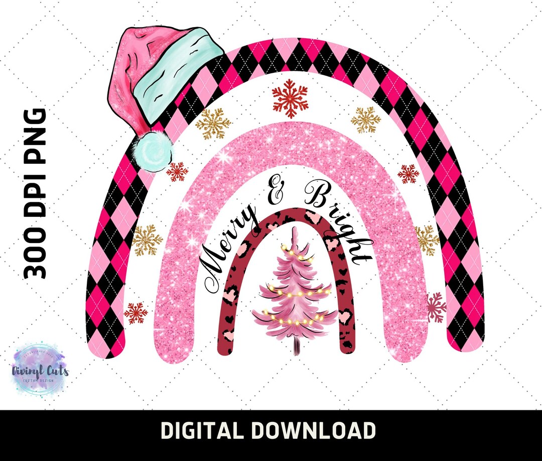 Christmas Boho Rainbow Png Pink Christmas Clipart Digital Printable - Etsy