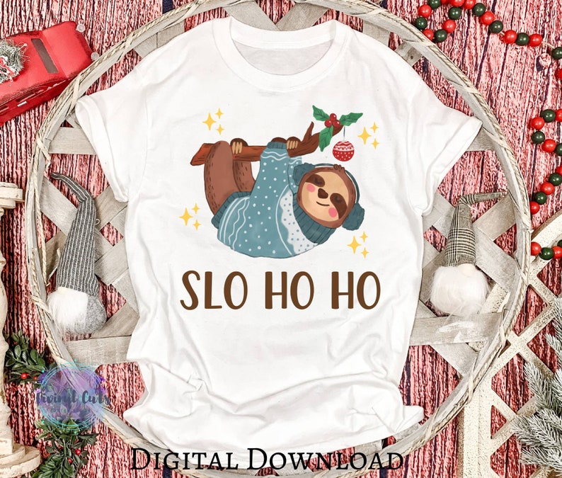 Christmas Animal |ho Ho PNG | Sloth Christmas PNG| Sublimation ...