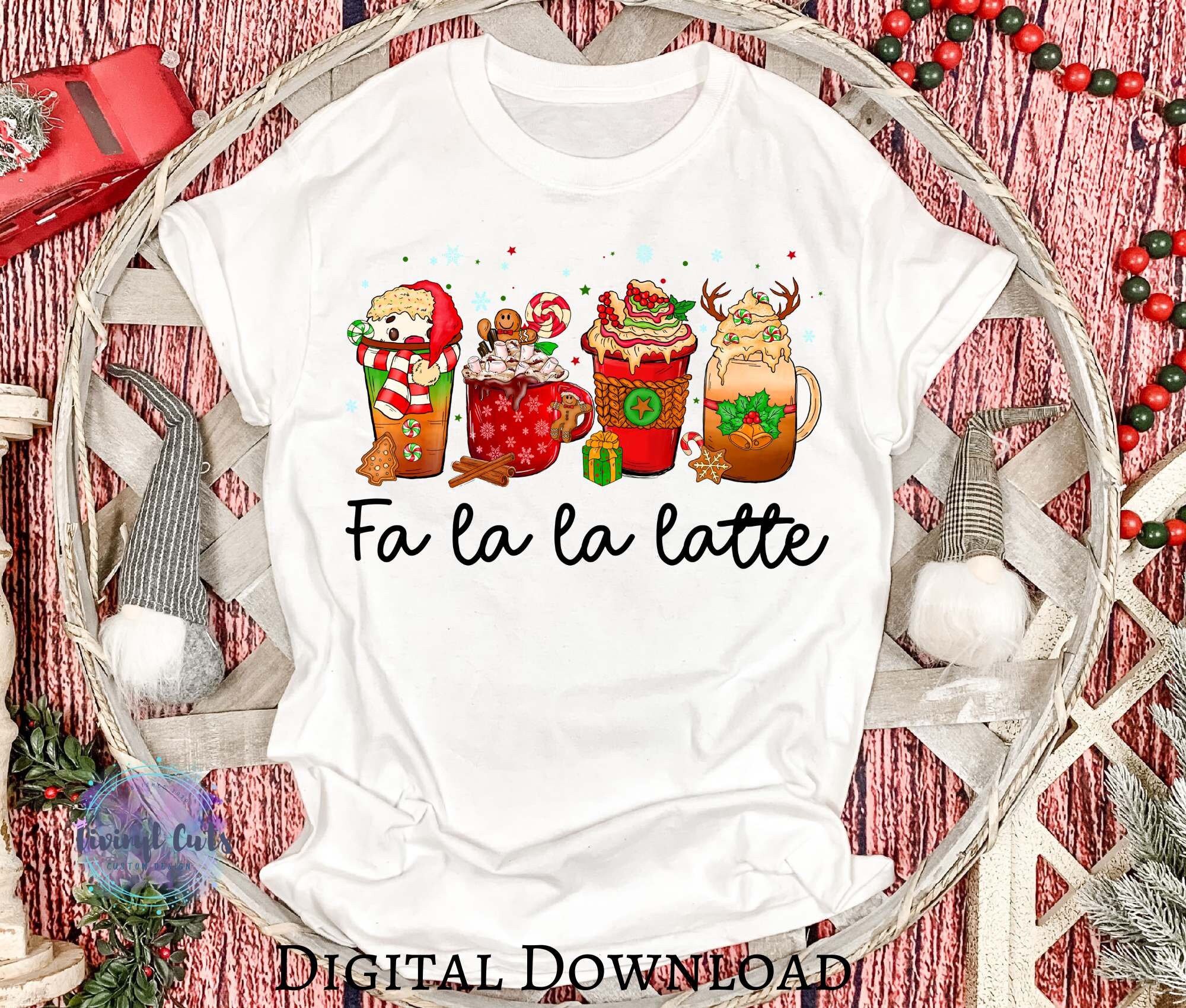 Fa La La Latte Png for Sublimation Christmas Humor Png - Etsy