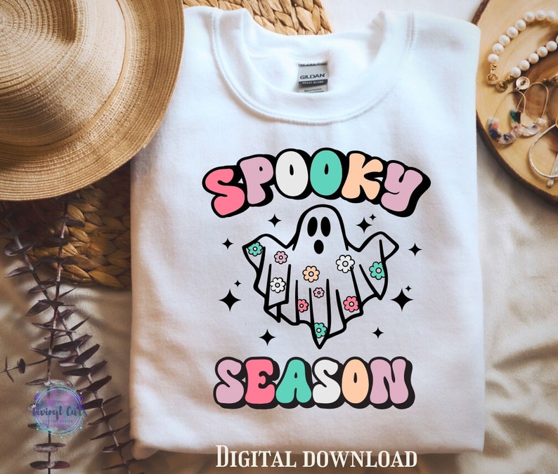 Spooky Season Ghost SVG PNG Retro Halloween SVG Groovy Boho - Etsy
