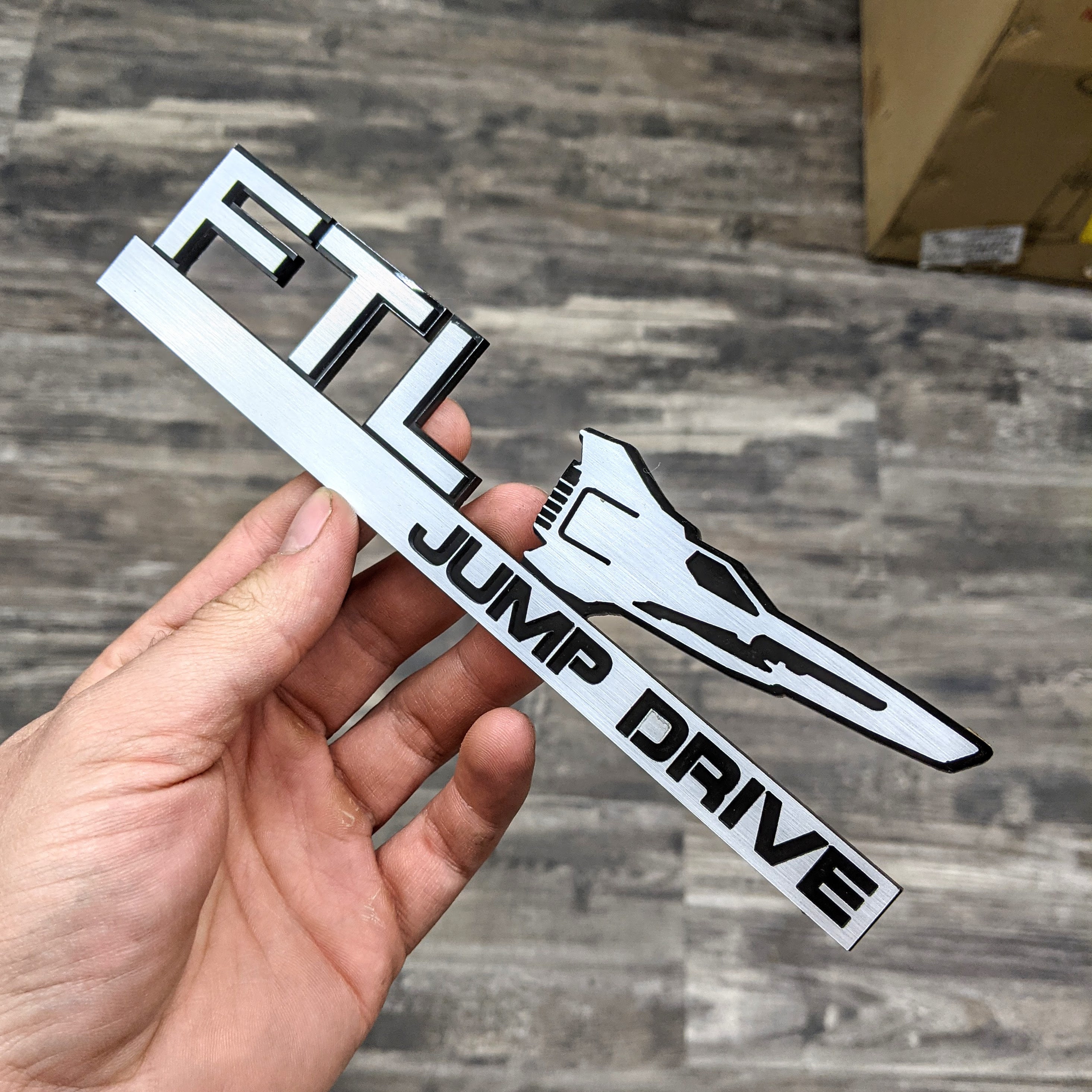 Custom FTL Jump Drive Car Badge - Brushed and Black - VHB Tape to Mount ...