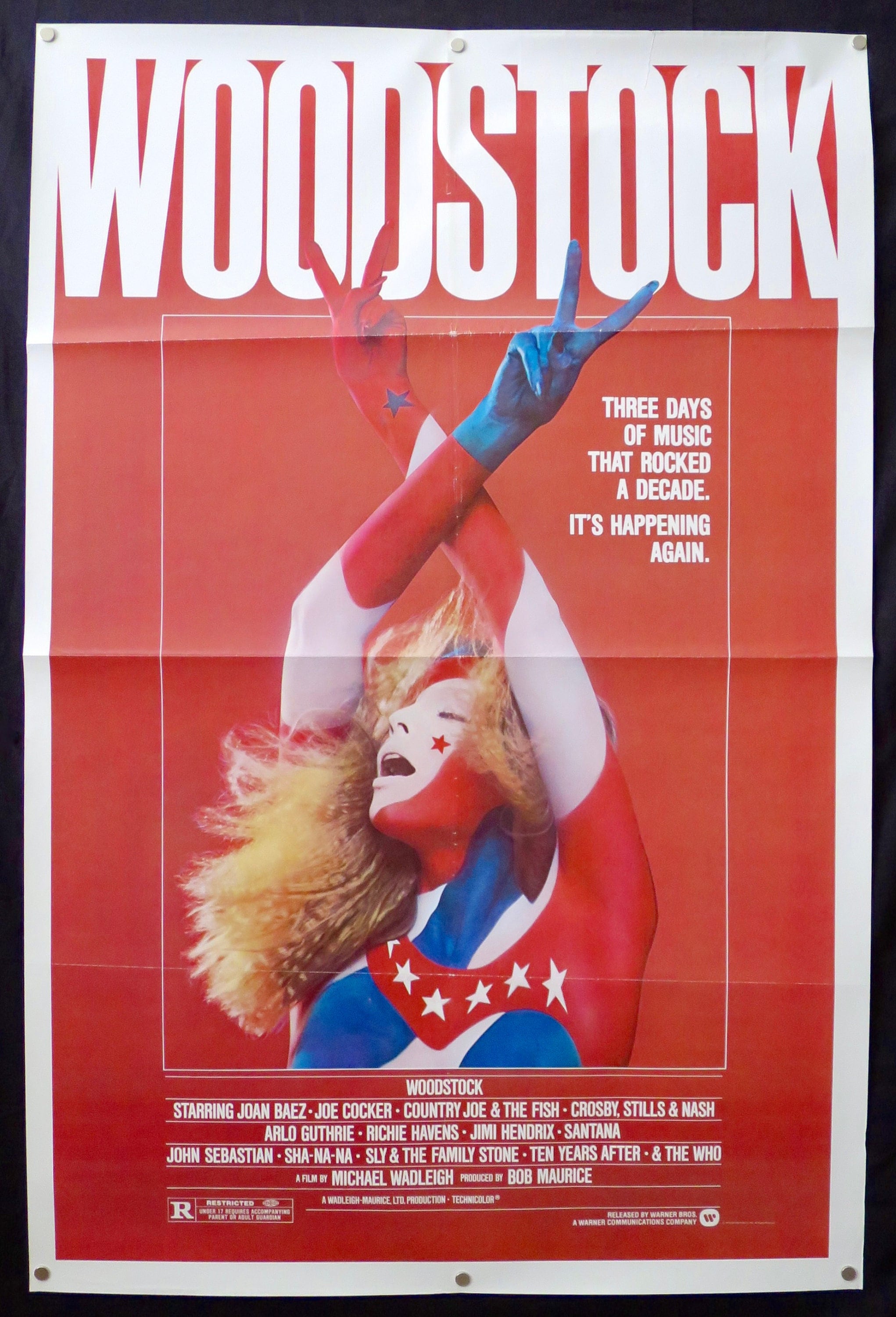 Woodstock Original 1 Sheet Movie Poster 1979 Re-release Vers. in VG Cond. 27x41 Beautiful Art ...