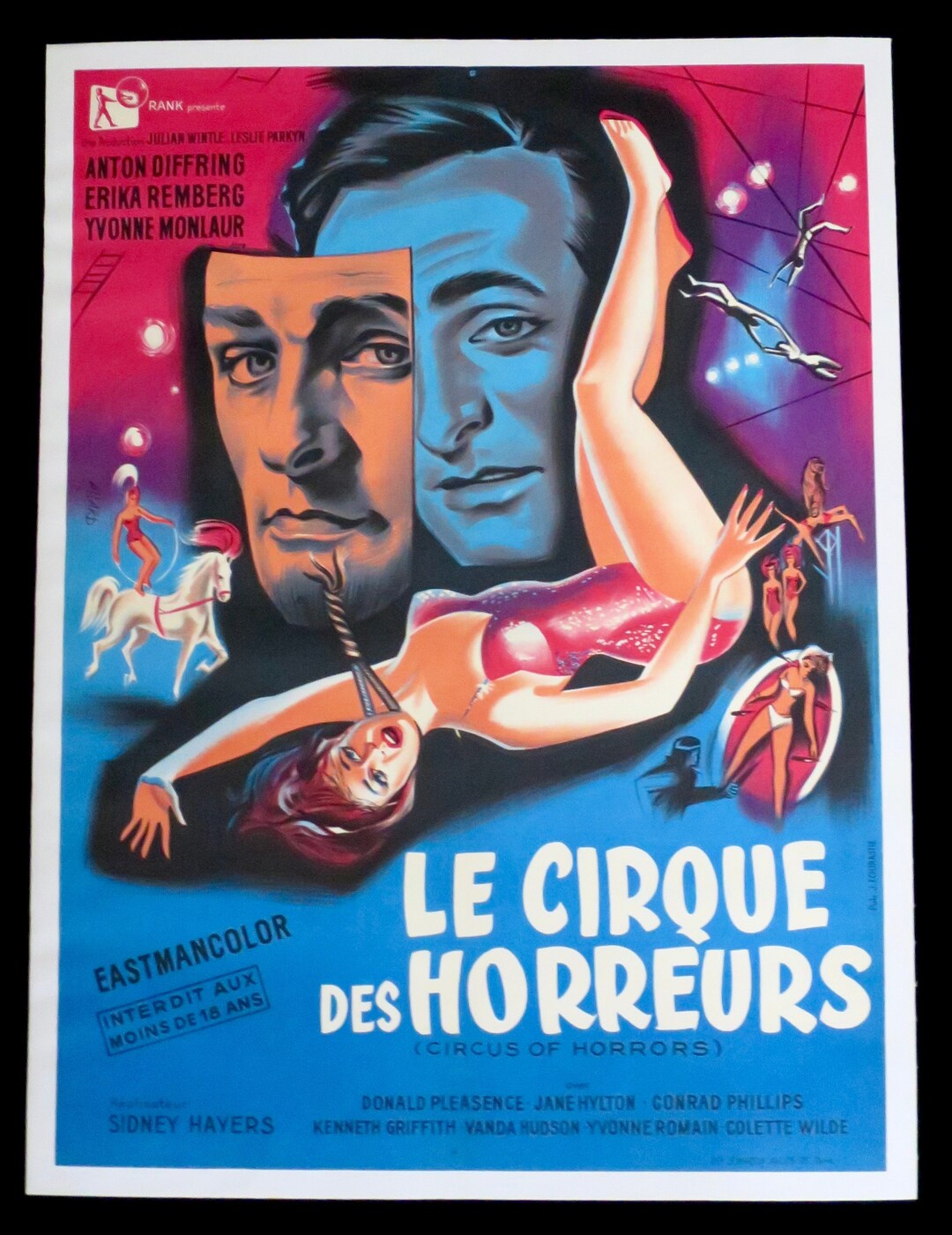CIRCUS OF HORRORS Original 1960 French Affiche Very Fine Cond. on Linen ...