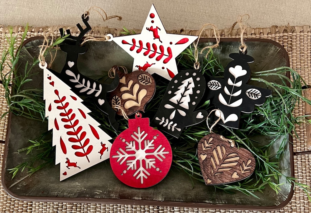 Handmade Folk Art Christmas Ornaments: Scandinavian Wood Decor - Etsy