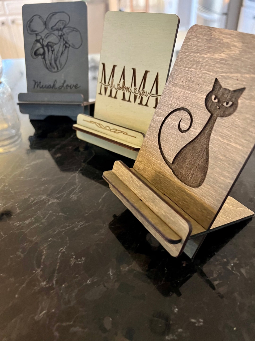 Custom Laser Engraved Wood Phone Stands - Etsy
