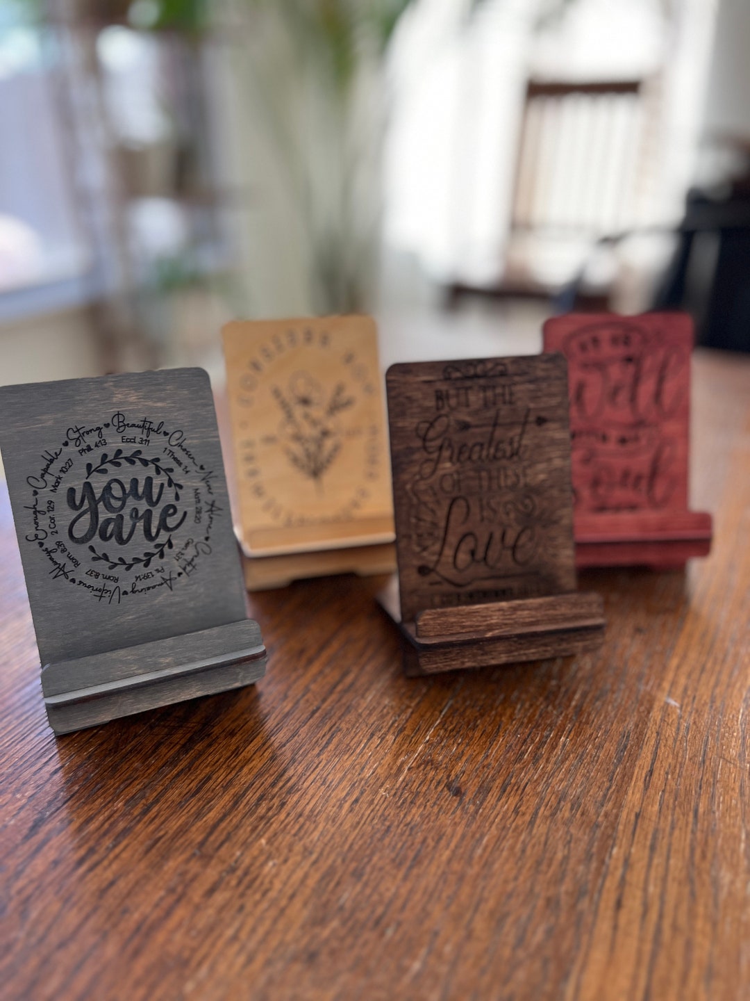 Christian Engraved Phone Stand - Handcrafted Baltic Birch Wood ...