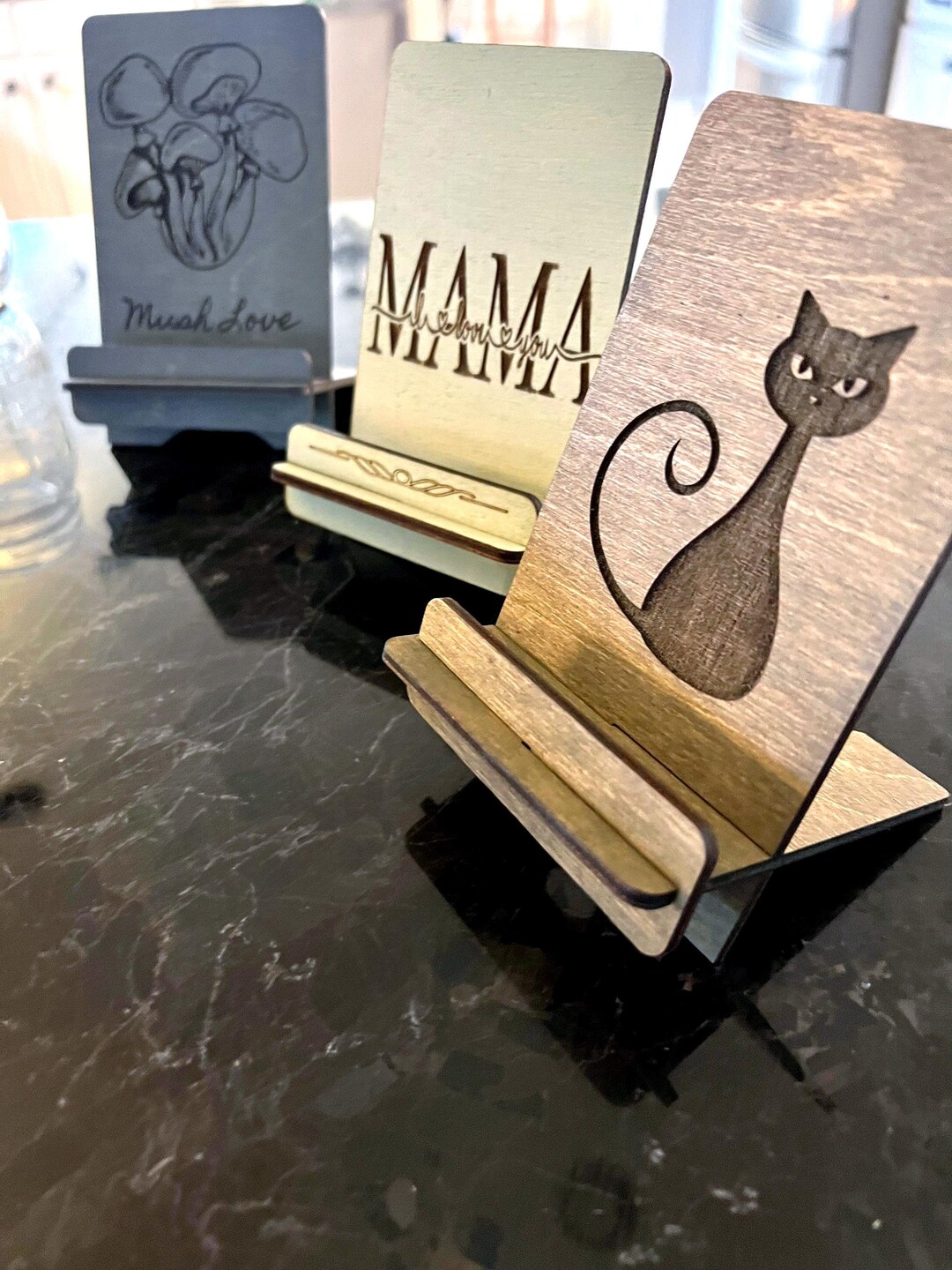 Custom Laser Engraved Wood Phone Stands - Etsy