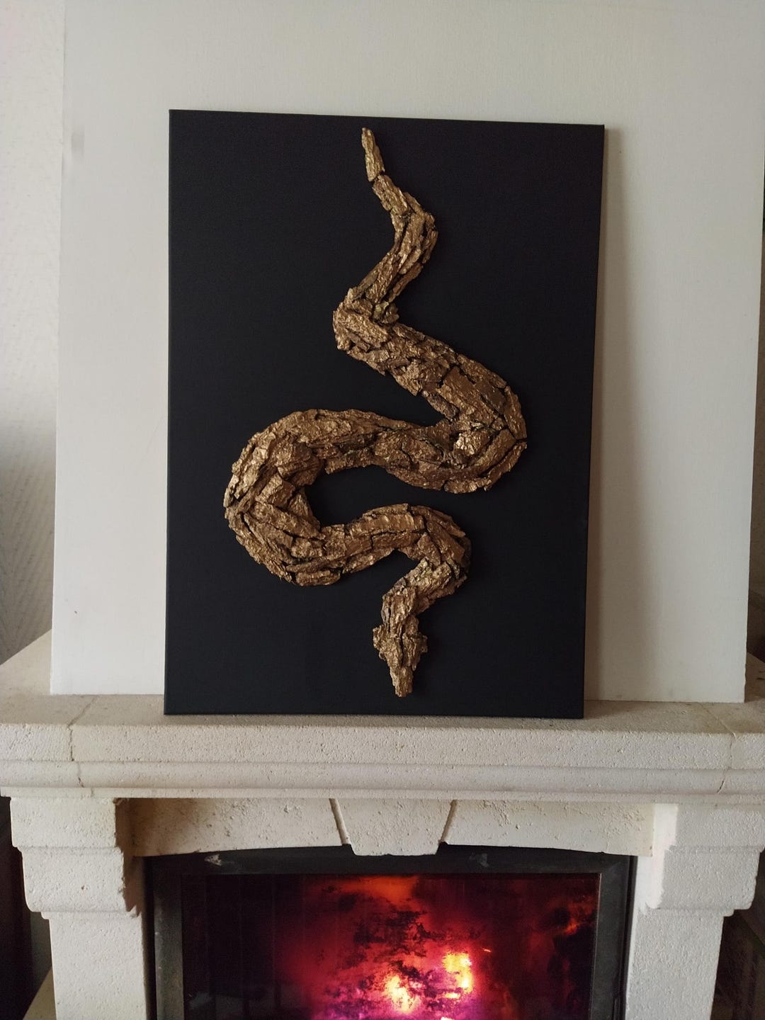 Serpent Tableau Toile anaconda serpent Doré Design Mural, Serpent De ...