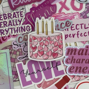 Heart Cake Sticker: Pink Birthday Dessert, Valentine's Day Vinyl - Etsy