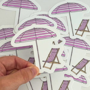 Beach Umbrella Sticker, Summer Vibes Sticker, Beach Chair Decal, Beach ...