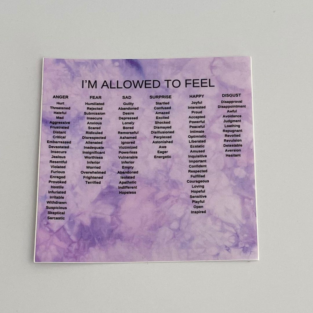 Feelings Chart, Feelings Chart Sticker, Emotional Wellness Sticker ...