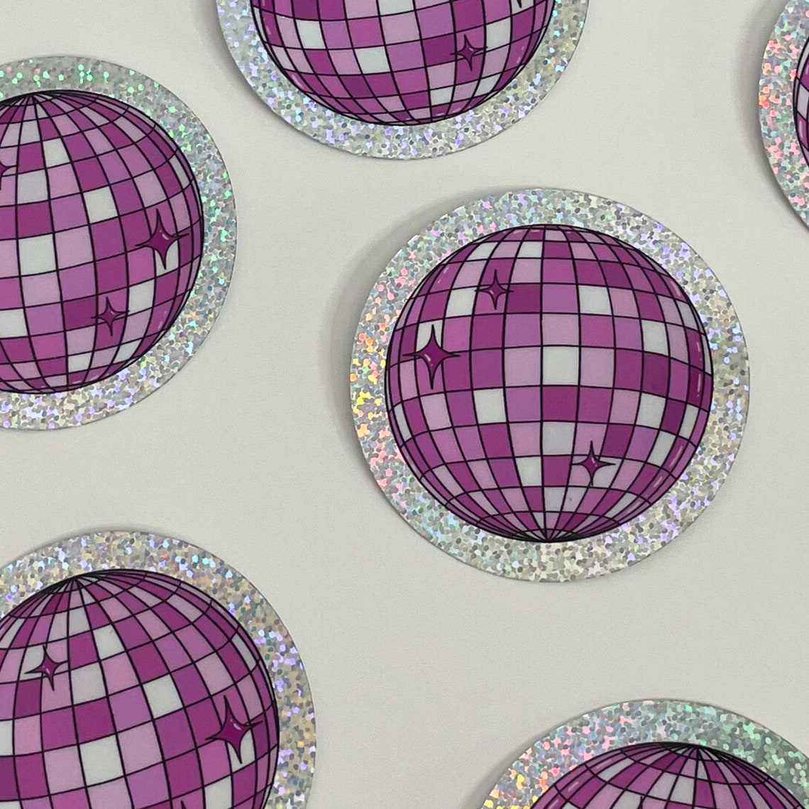 Glitter Disco Ball Sticker: Waterproof Vinyl, 70s Party Decor - Etsy
