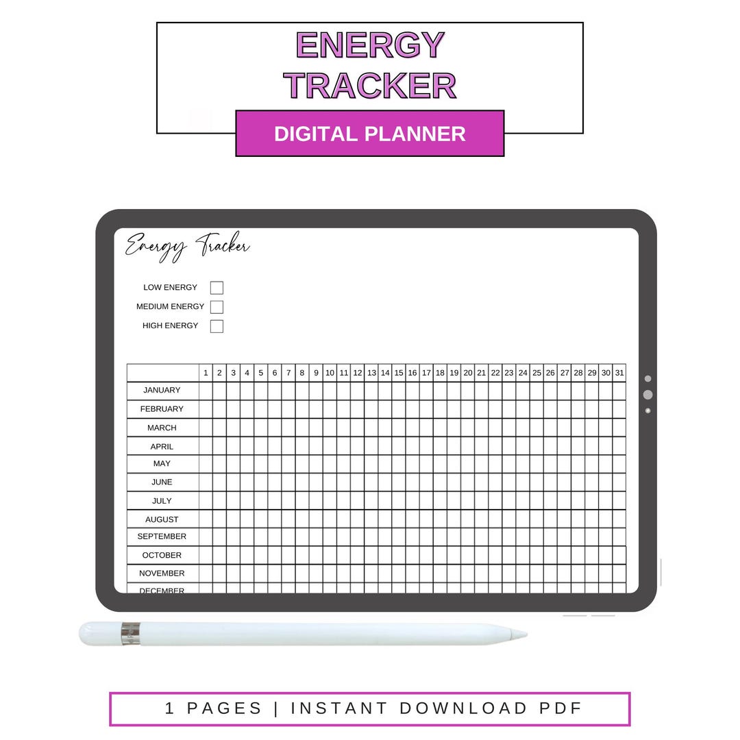 Digital Energy Tracker, Energy Tracker, Energy Tracker Printable ...