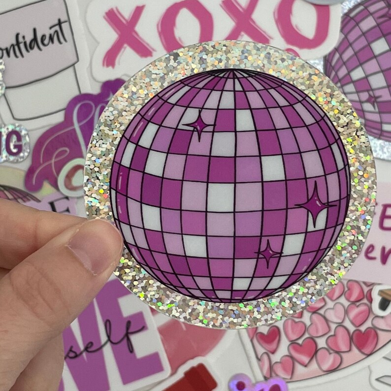Glitter Disco Ball Sticker: Waterproof Vinyl, 70s Party Decor - Etsy