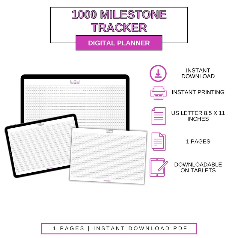 1000 Milestone Tracker, Milestone Tracker, 1000 Digital, Digital ...