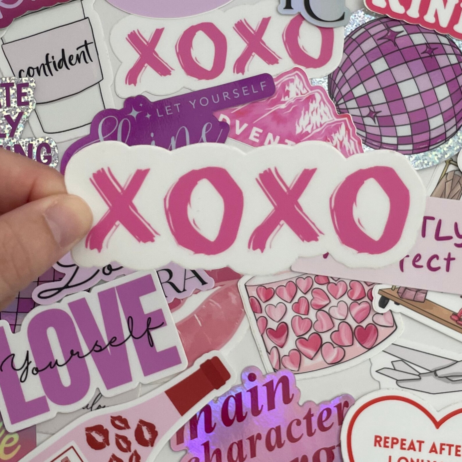 XOXO Sticker: Pink Hugs and Kisses, Positive Vibes - Etsy