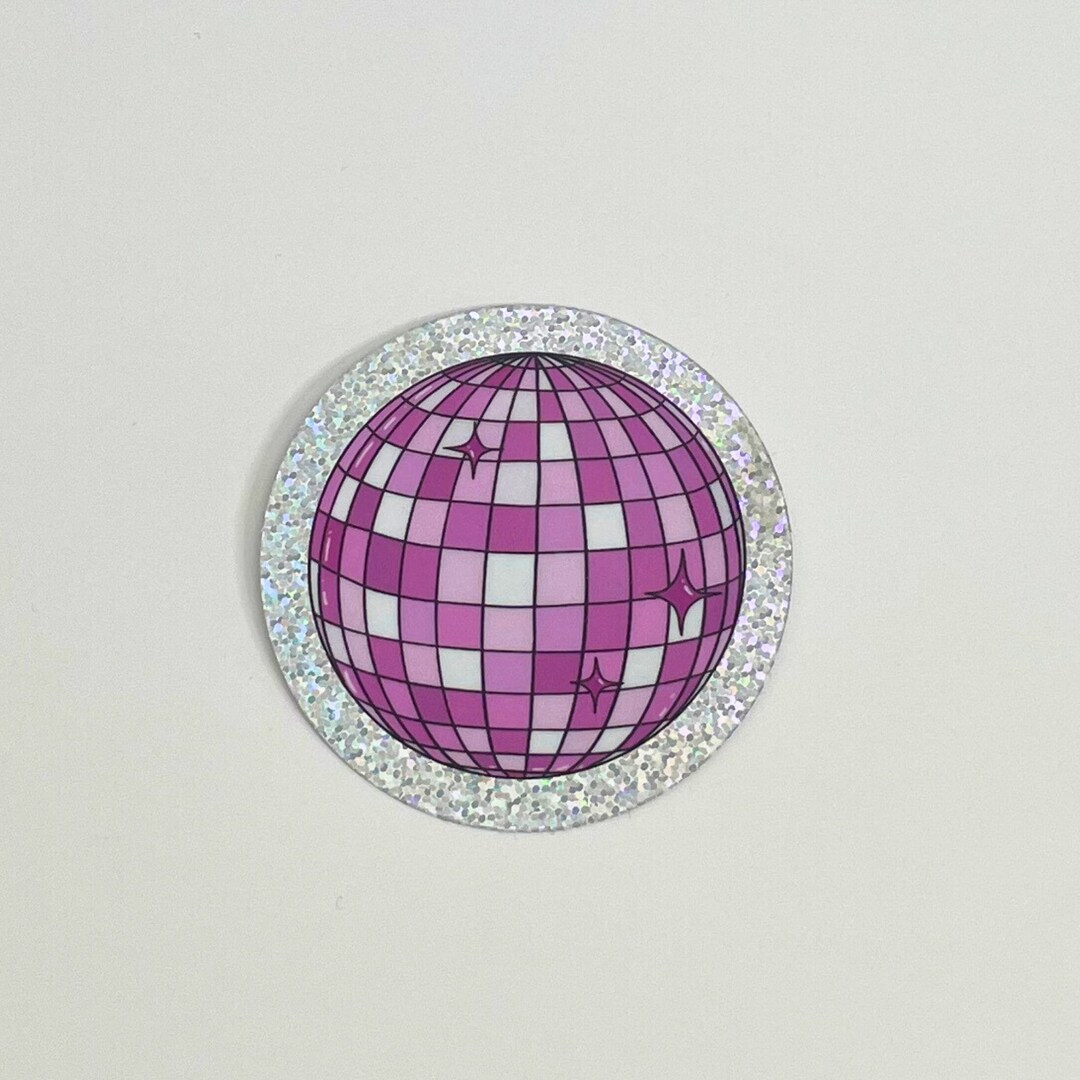 Glitter Disco Ball Sticker: Waterproof Vinyl, 70s Party Decor - Etsy
