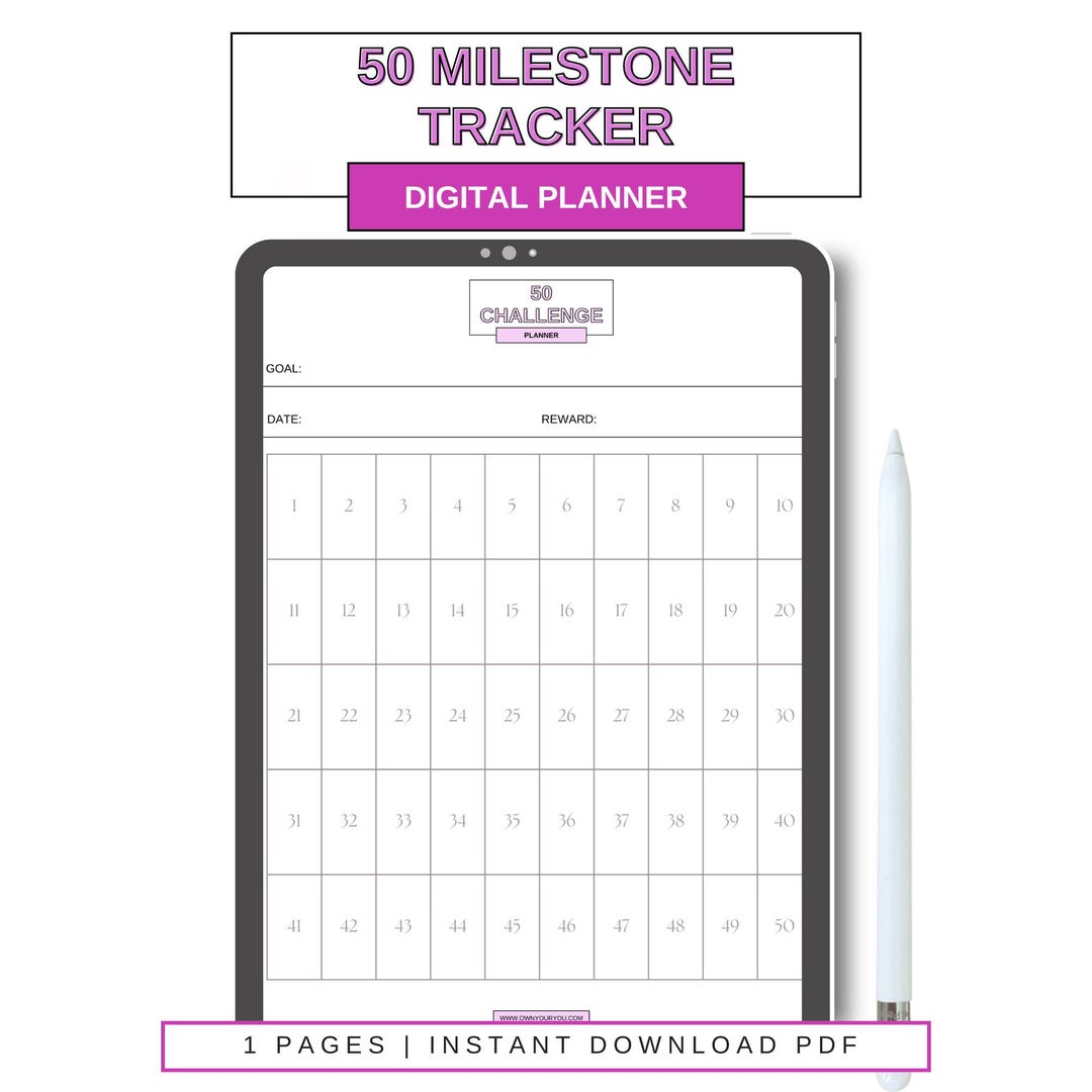 50 Milestone Tracker, Milestone Tracker, 50 Digital, Digital Download ...