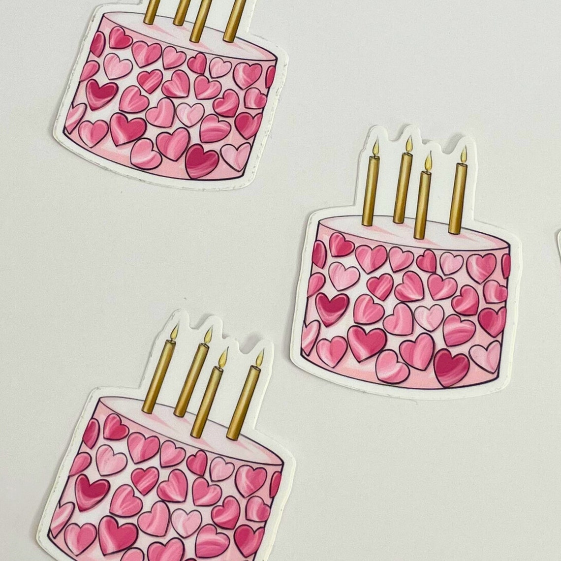 Heart Cake Sticker: Pink Birthday Dessert, Valentine's Day Vinyl - Etsy