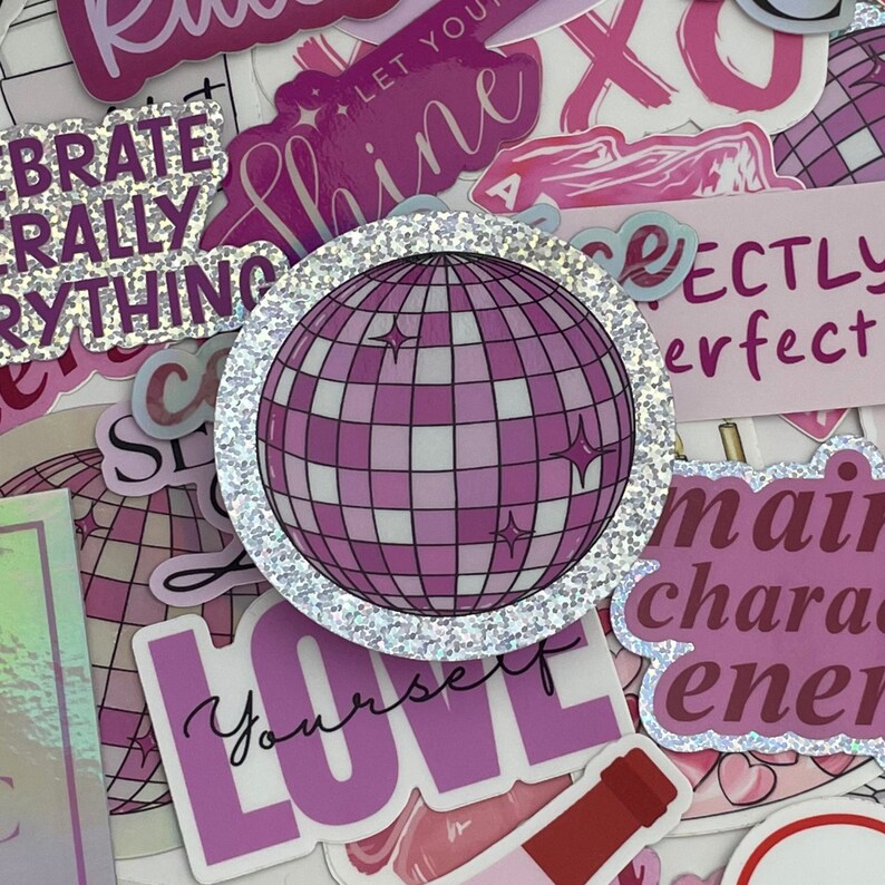 Glitter Disco Ball Sticker: Waterproof Vinyl, 70s Party Decor - Etsy