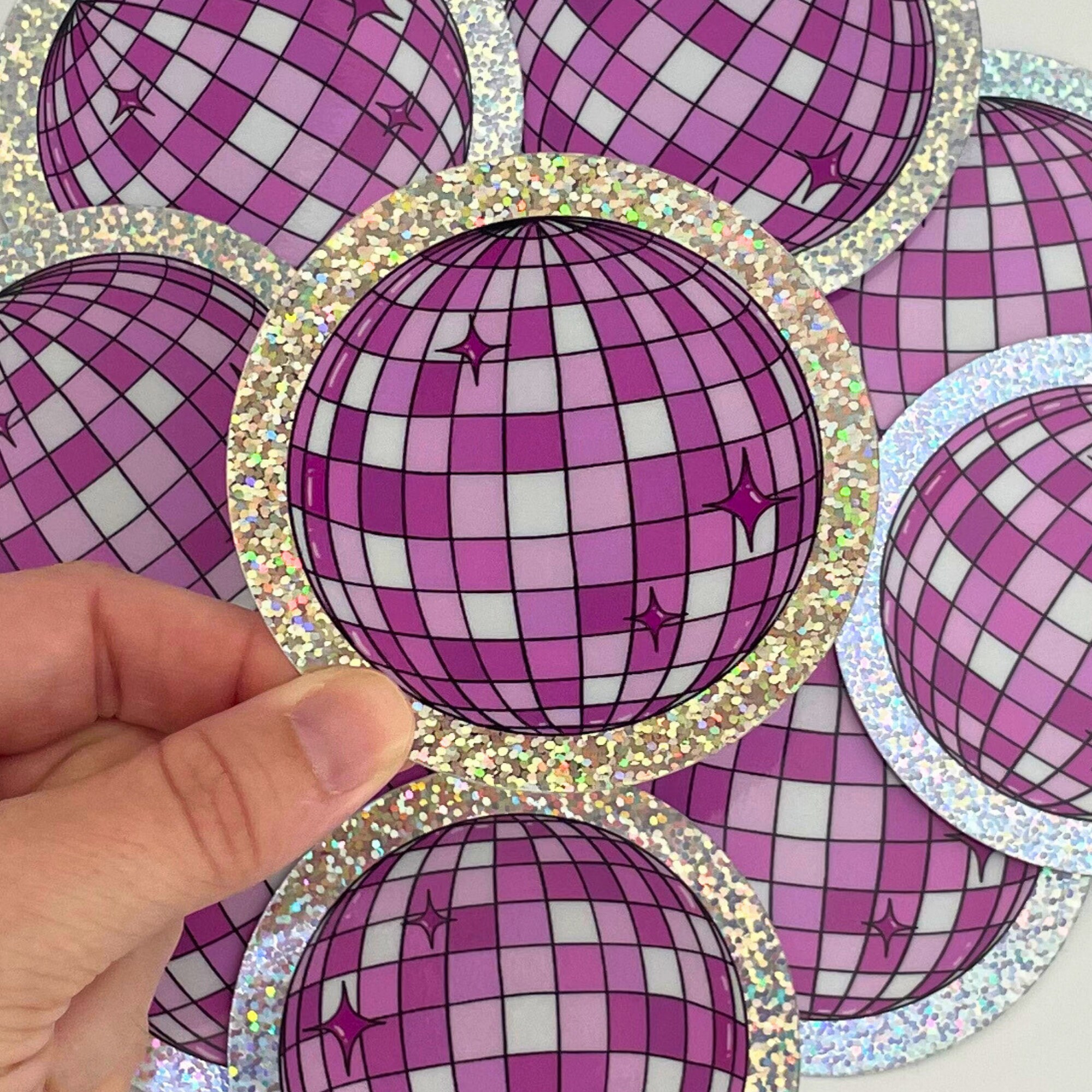 Glitter Disco Ball Sticker: Waterproof Vinyl, 70s Party Decor - Etsy
